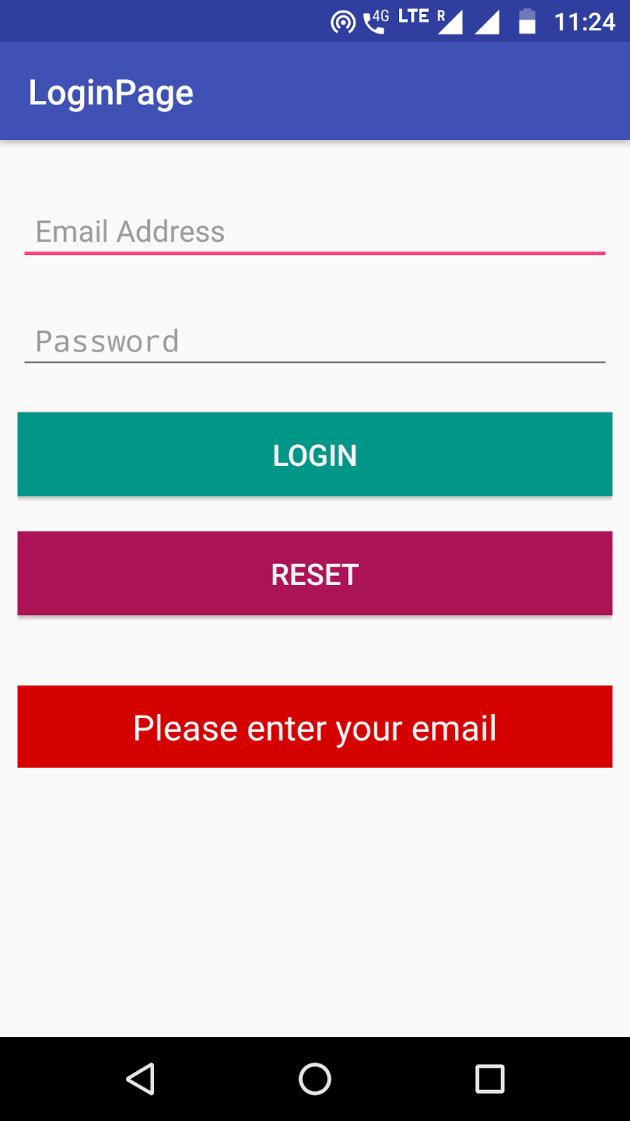 Make login page android app using android studio with validation : Part 1
