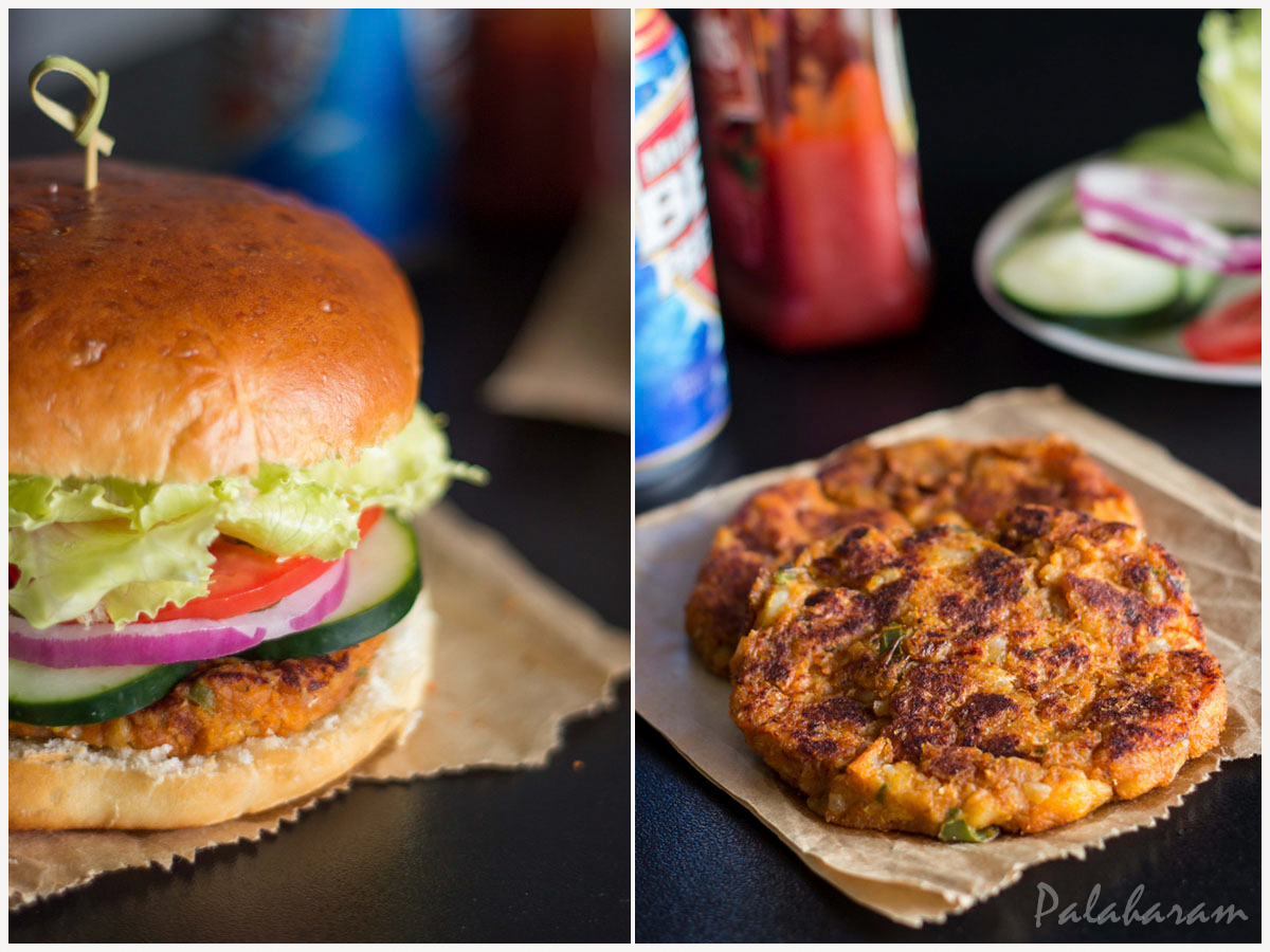 Palaharam: Homemade Burger with Fish patty ~ 4th of July special