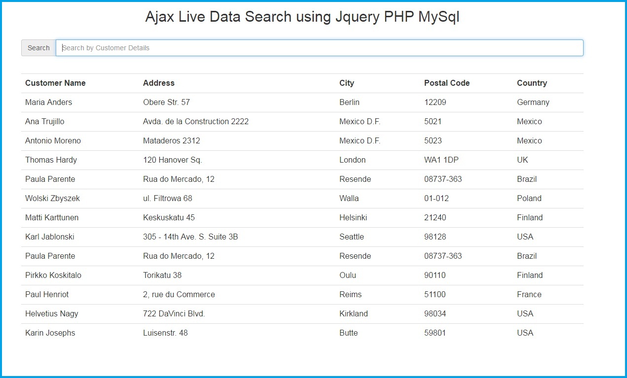 Ajax Live Data Search using Jquery PHP MySql | Webslesson Ajax Live Data Search using Jquery PHP MySql | Webslesson