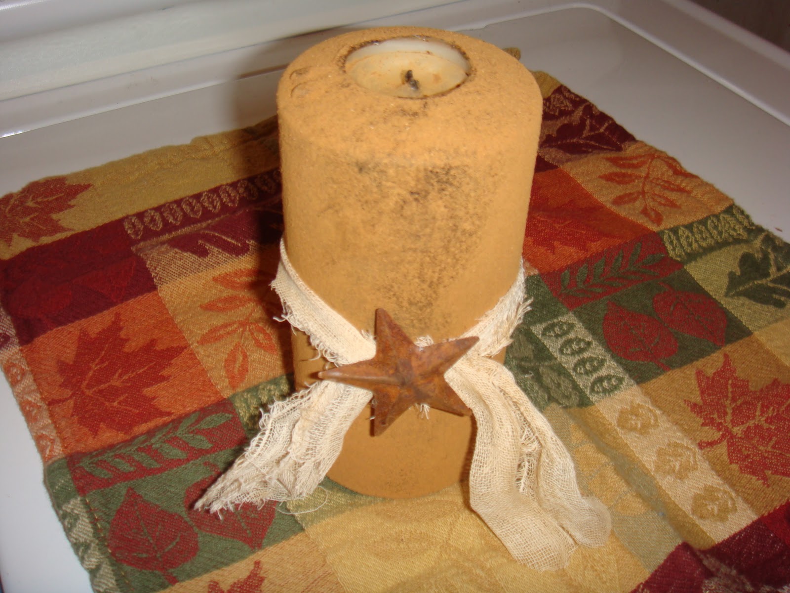 Bittersweet & Ivy Primitives: Tuesday Tutorial ~ How I Grunge up a Candle