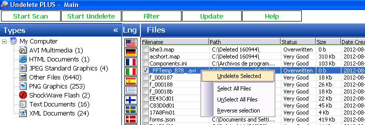 Programas: Undelete PLUS - Recupera archivos borrados (portable)