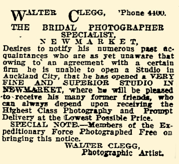 Early New Zealand Photographers: CLEGG, Walter