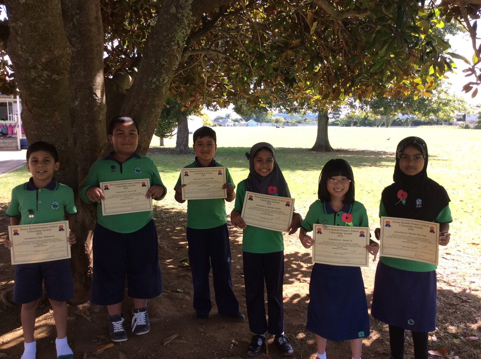 Ruma Rima Mt Roskill Primary School: Citizenship Awards - Term 1
