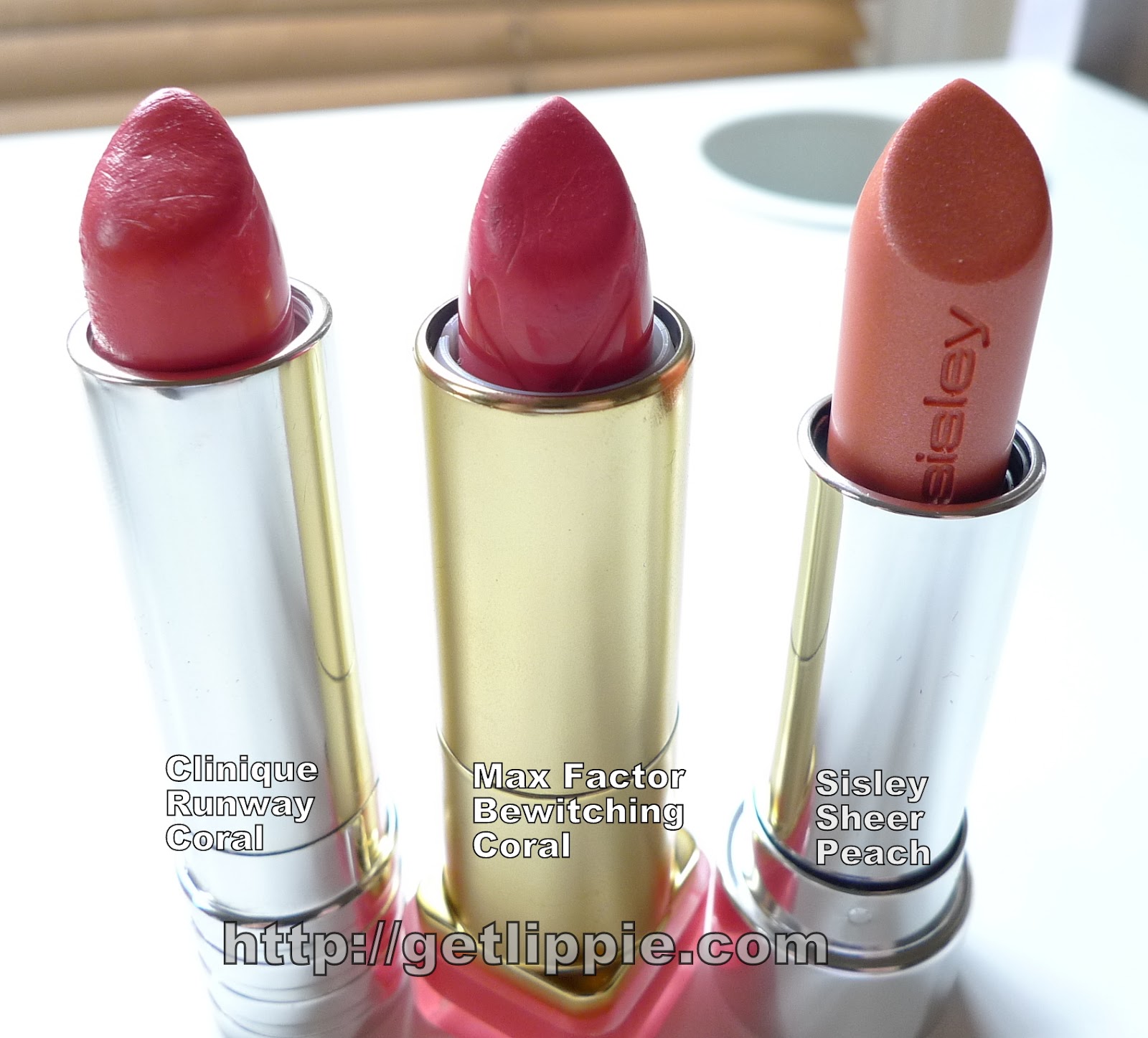 Summery Coral Lipsticks from Clinique, Max Factor and Sisley | Get Lippie