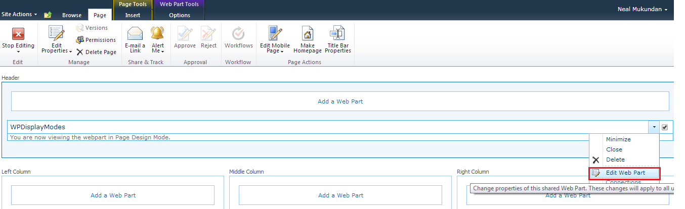 SharePoint: SharePoint 2010 - Handling page display modes in webpart