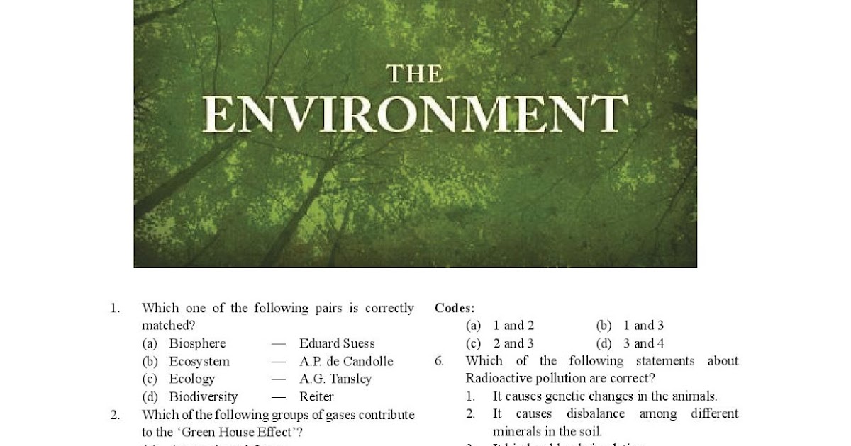 KNOWLEDGE FOR ALL: MCQs 100 QUESTIONS OF THE ENVIRONMENT WITH ...