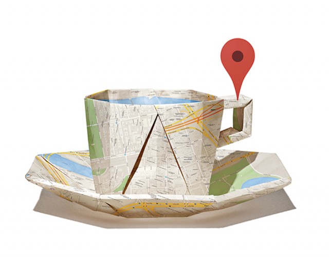 Origami hecho con mapas de google maps