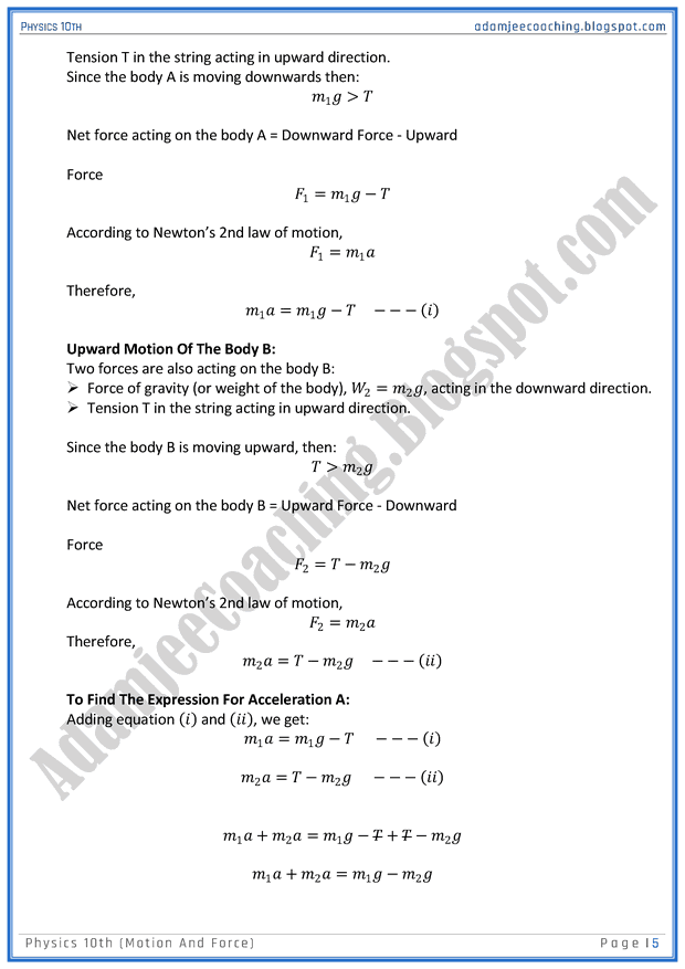 Adamjee Coaching: Motion and Force - Question Answers - Physics 10th