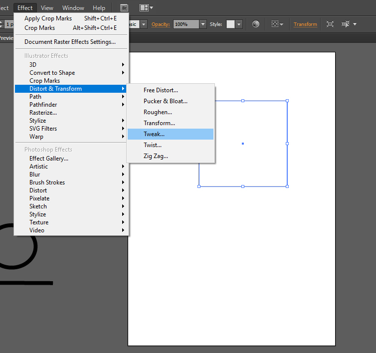 How to Apply Distort & Transform Effect on a Shape With Illustrator ...