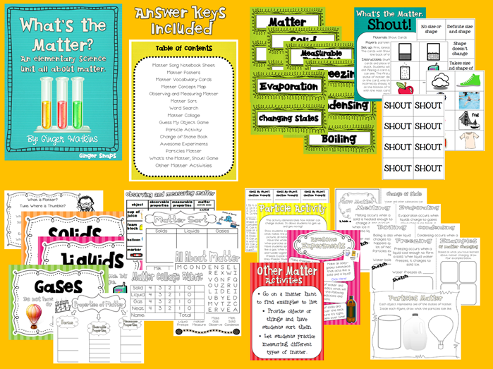 Ginger Snaps: What's the Matter? A Science Unit and a freebie!