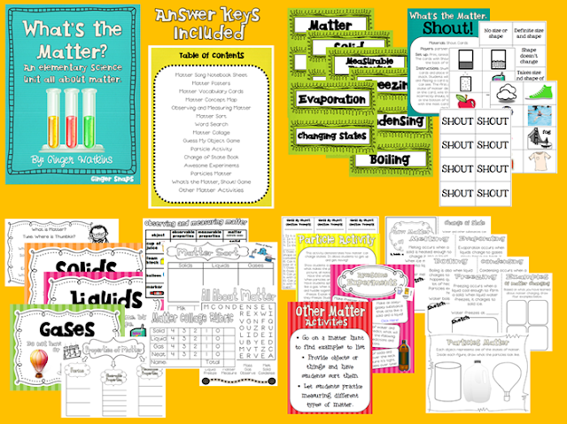 Ginger Snaps: What's the Matter? A Science Unit and a freebie!