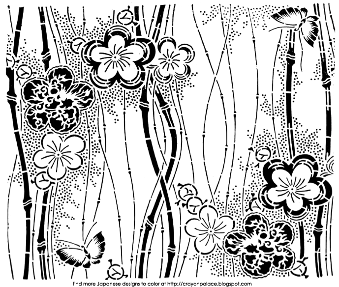 Japanese Flowers Line Drawings