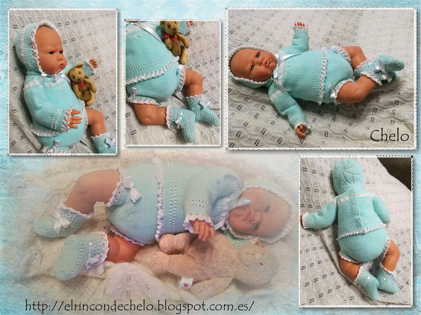 El rincón de Chelo: Conjunto para bebé en verde claro