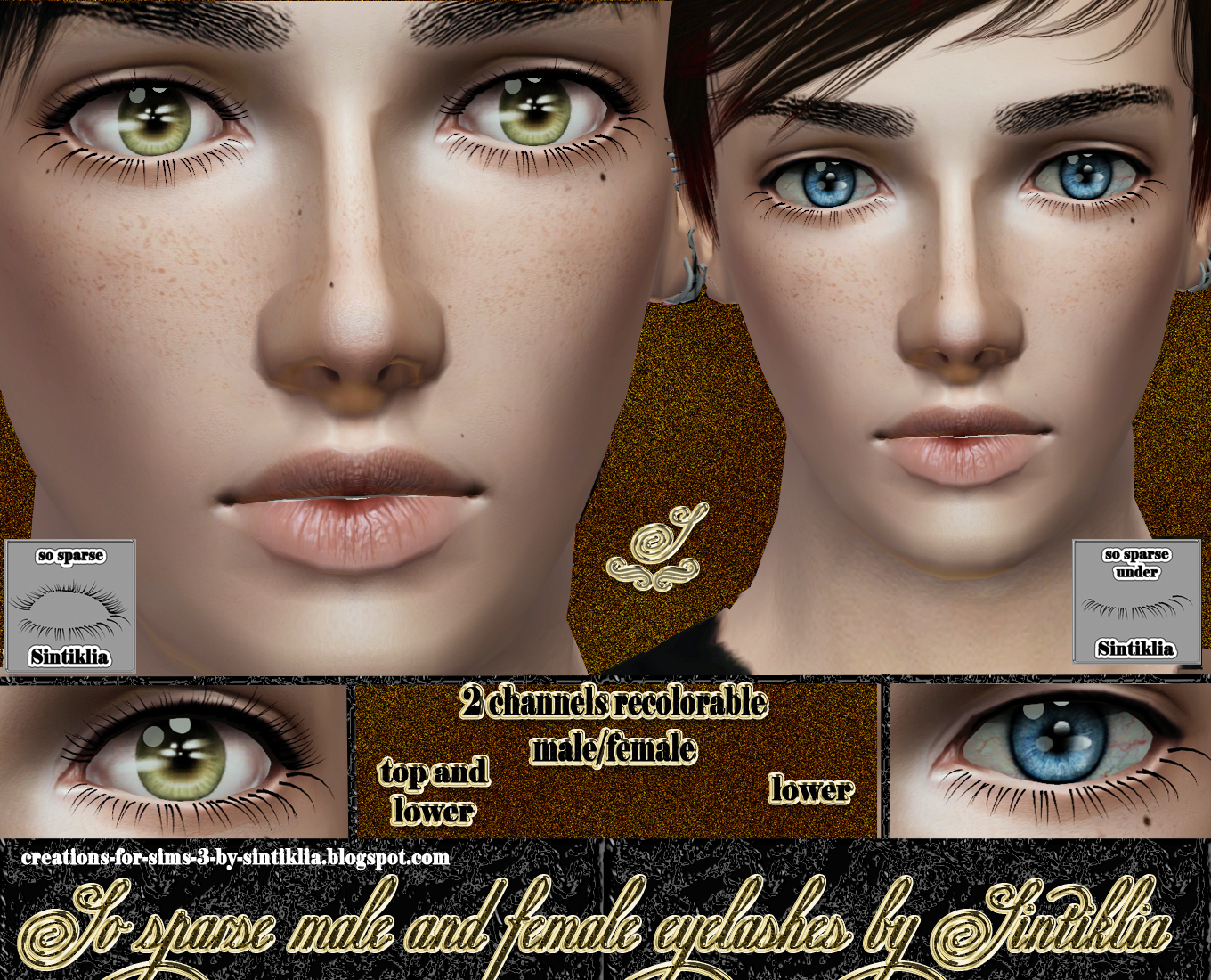My Sims 3 Blog: Male and female set of 3D eyelashes for Sims 3 by Sintiklia
