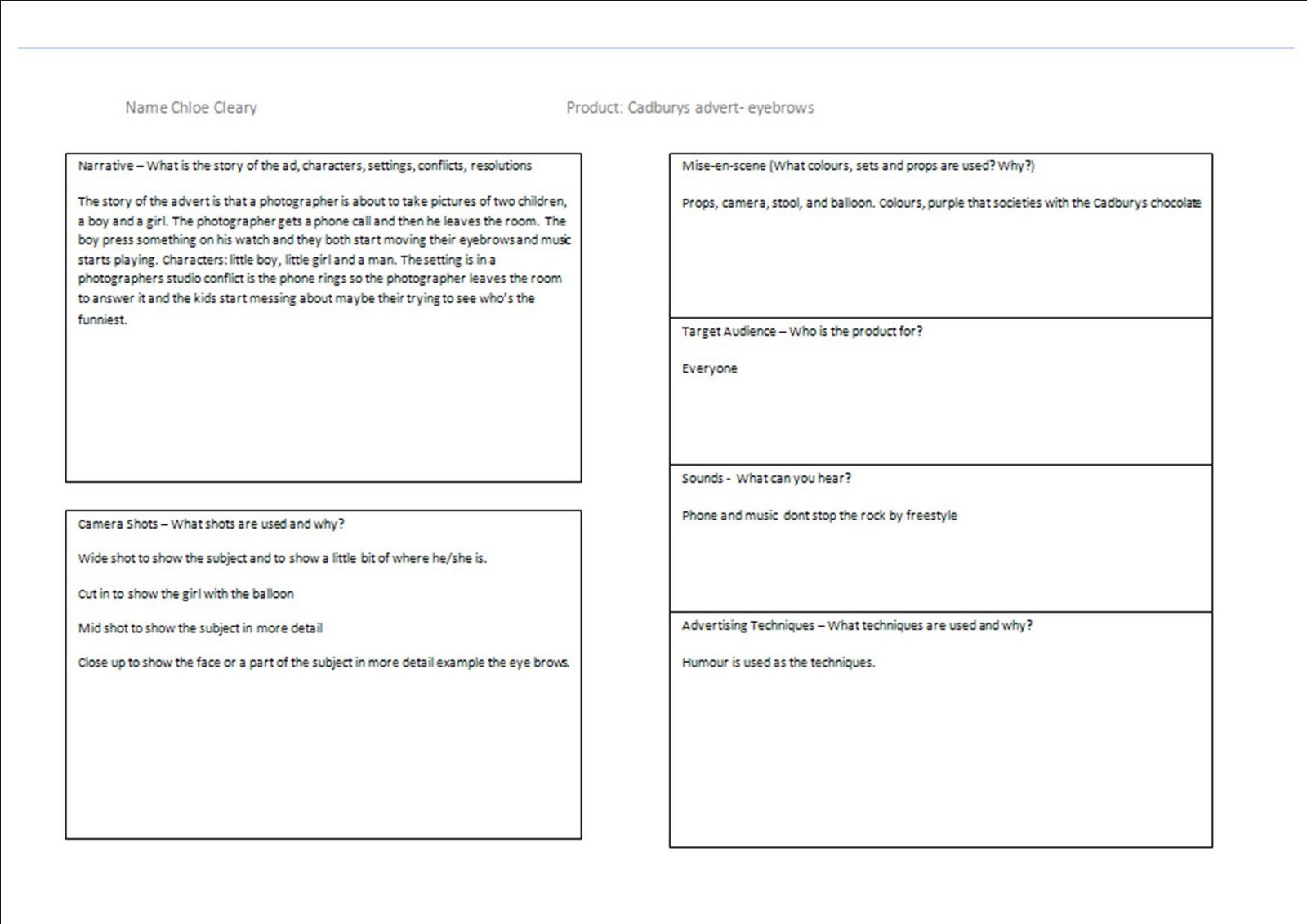DCA Productions: Chloe Cleary advert Cadbury eyebrows and Chocolate Charmer
