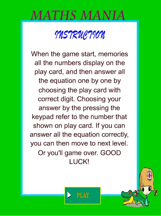 Soochin s Project Game Application Maths Mania Soochin s Project Game Application Maths Mania