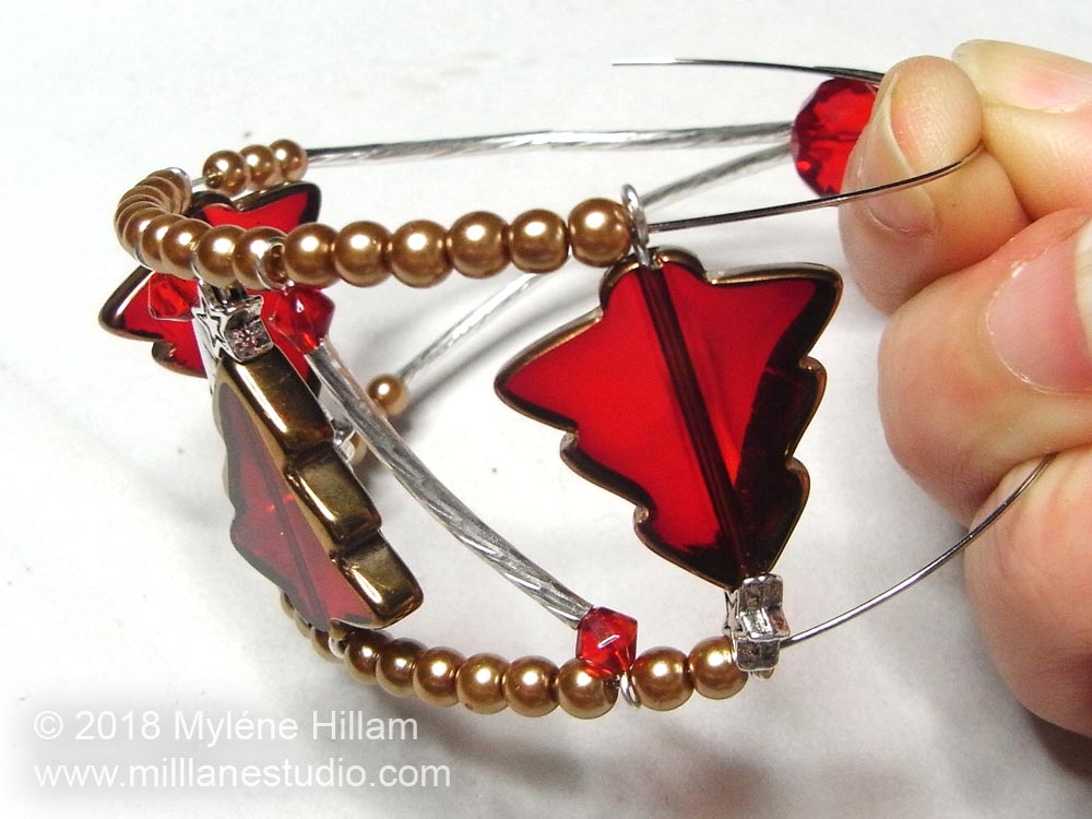 Glowing Red and Gold Christmas Tree Cuff | Mill Lane Studio