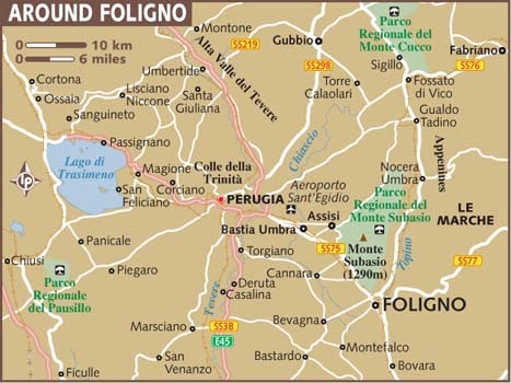 Mappa della Città di Provincia Regionale Italia: Mappa Politica di Foligno
