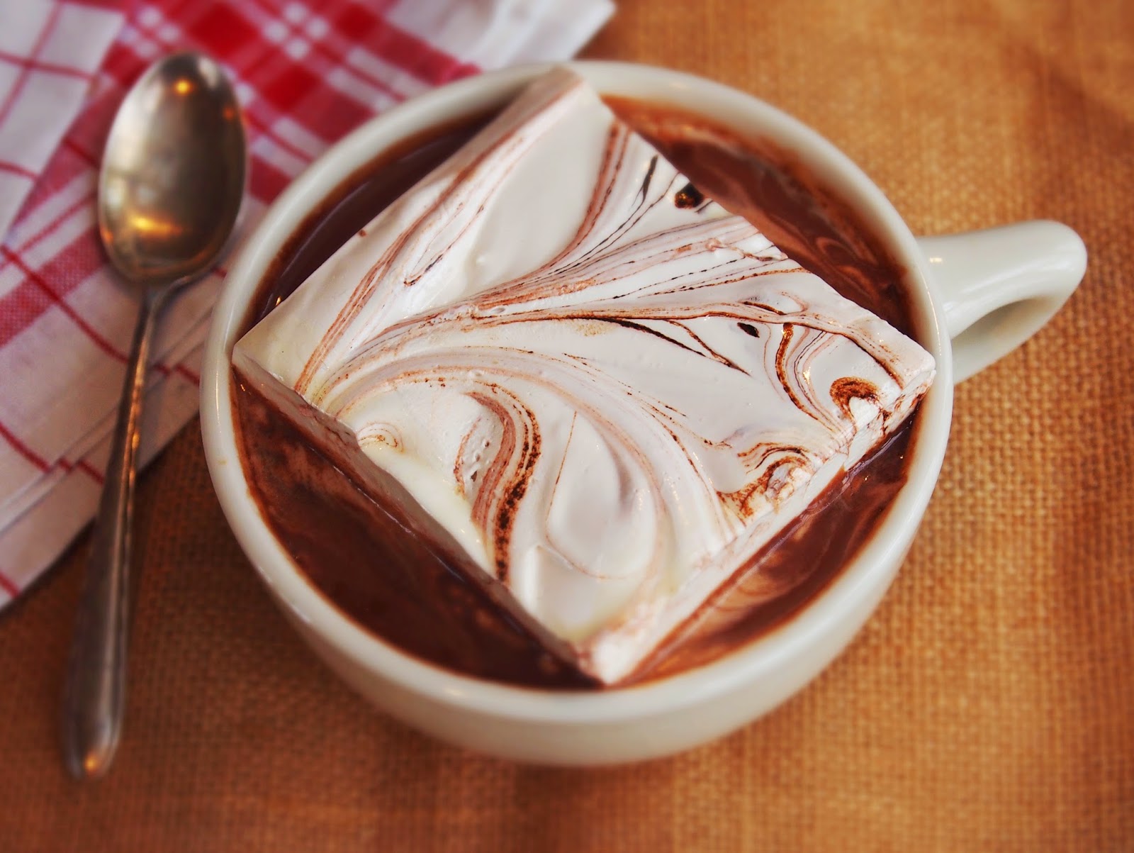 AZTEC COCOA CUBES with SWIRLY HOMEMADE MARSHMALLOWS
