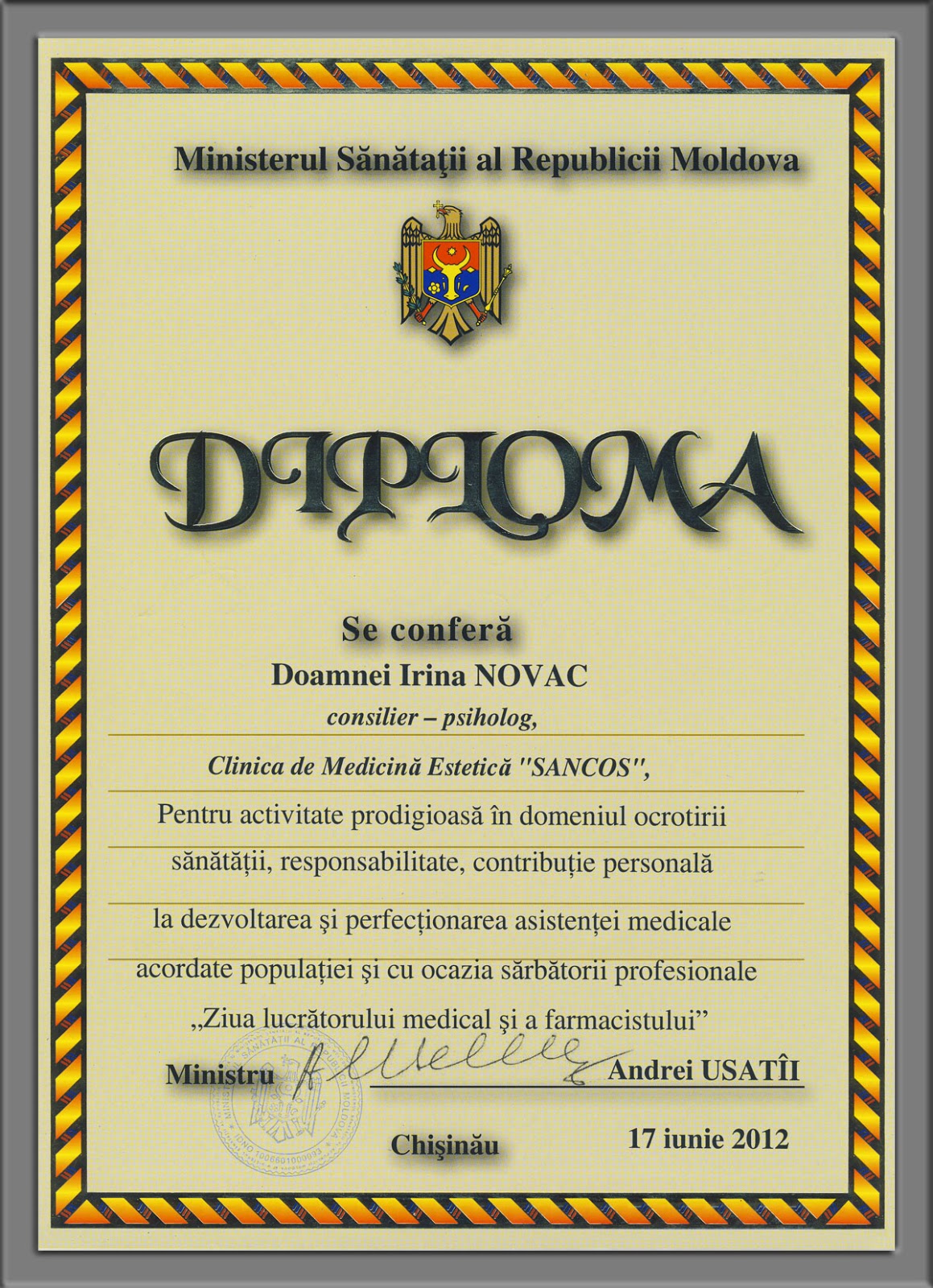 Irina Novac, psiholog-consilier : Diplome si certificate de formare