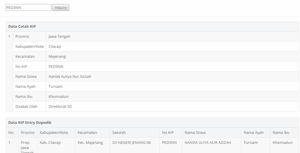 Cara Cek Data Siswa Peserta Kip - Dokumentasi Aulul Azmi