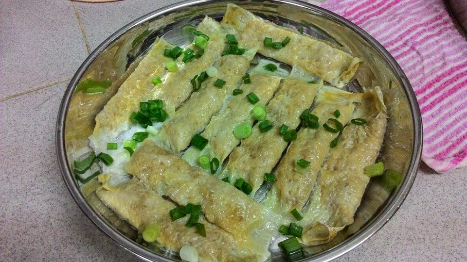 My Cooking Recipe : 清蒸瓤豆腐皮鱼糊Steamed Bean Curd Roll with Fish Paste
