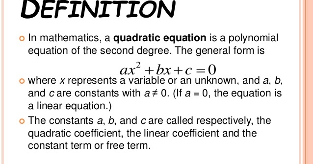 Quadratic equation definition