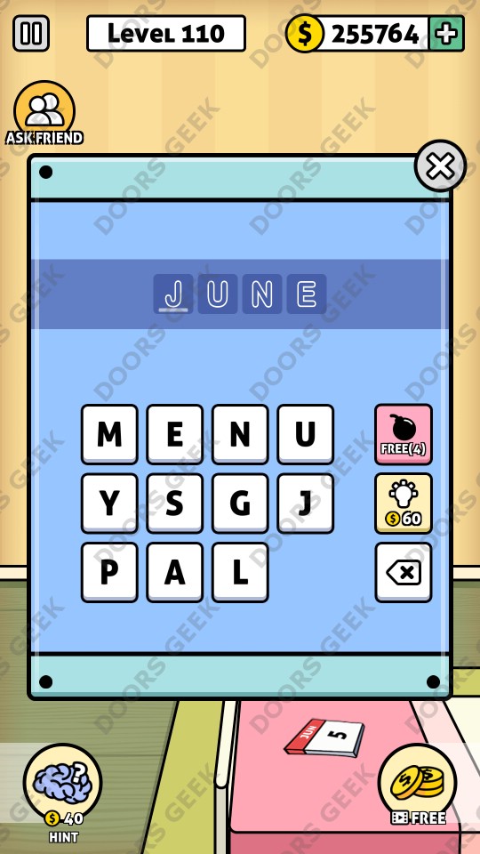 Escape Room: Mystery Word Level 110 Answer ~ Doors Geek