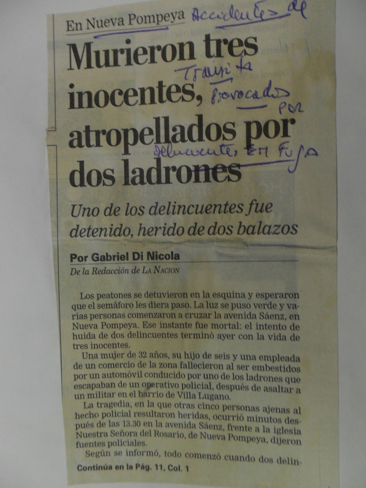 Crónicas de una masacre : Una tarde trágica en Pompeya