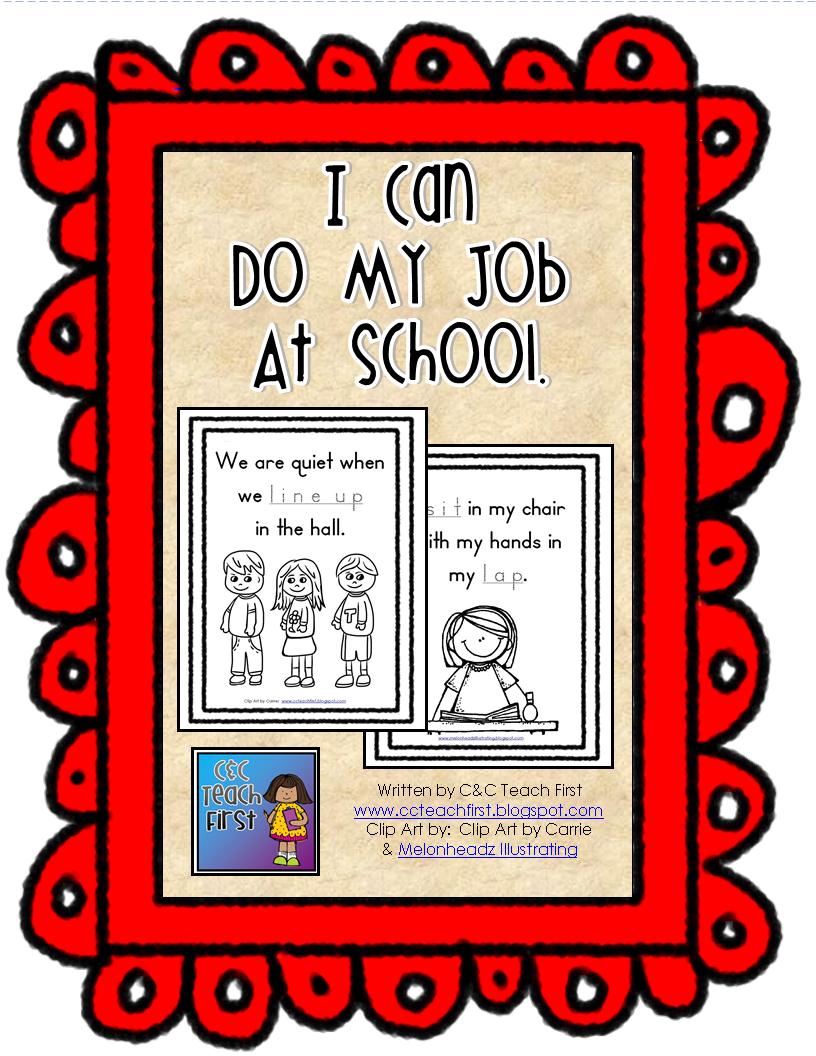 Clip Art by Carrie Teaching First: "I Can Do My Job at School" Book