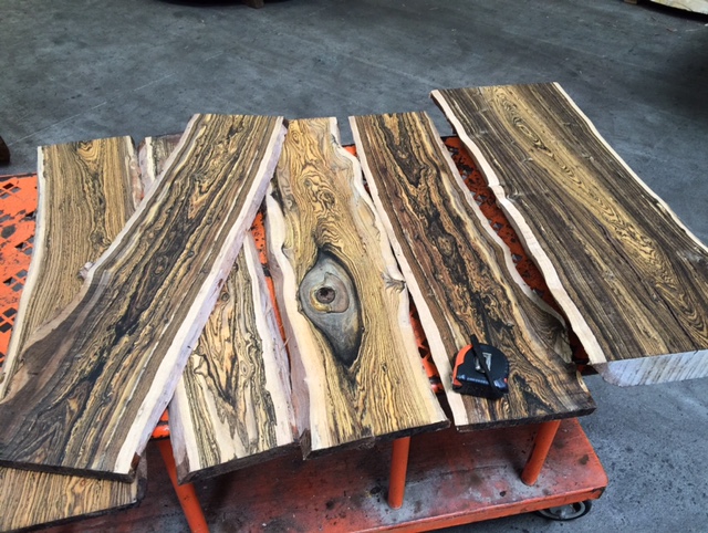 Tropical Exotic Hardwoods: NEW live-edge Bocote slabs for showroom!