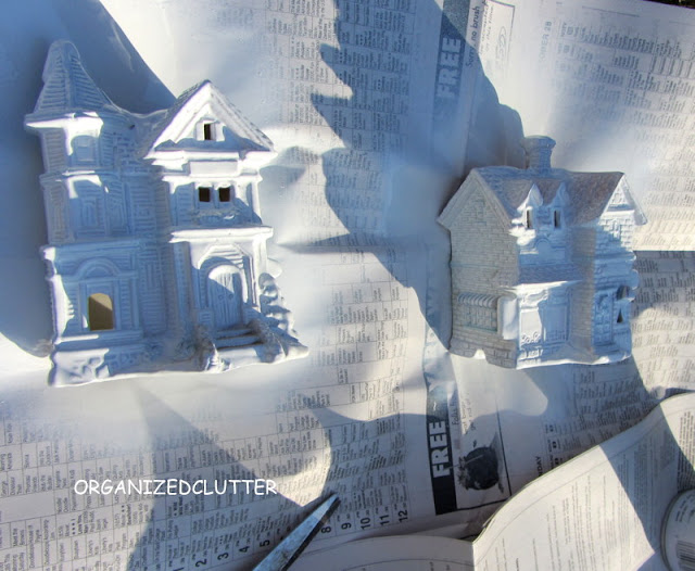Painting a Thrifted Snow Village - Organized Clutter