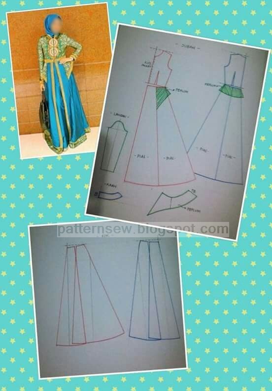 باترون مفصل لفستان محجبات