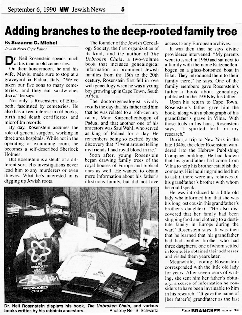 Neil Rosenstein: Illustrious Ancestry: The Katzenellenbogen family