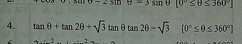 Solve: tan(theta)+tan2(theta)+root3tan(theta)tan2(theta) = root(3) [ 0 ...