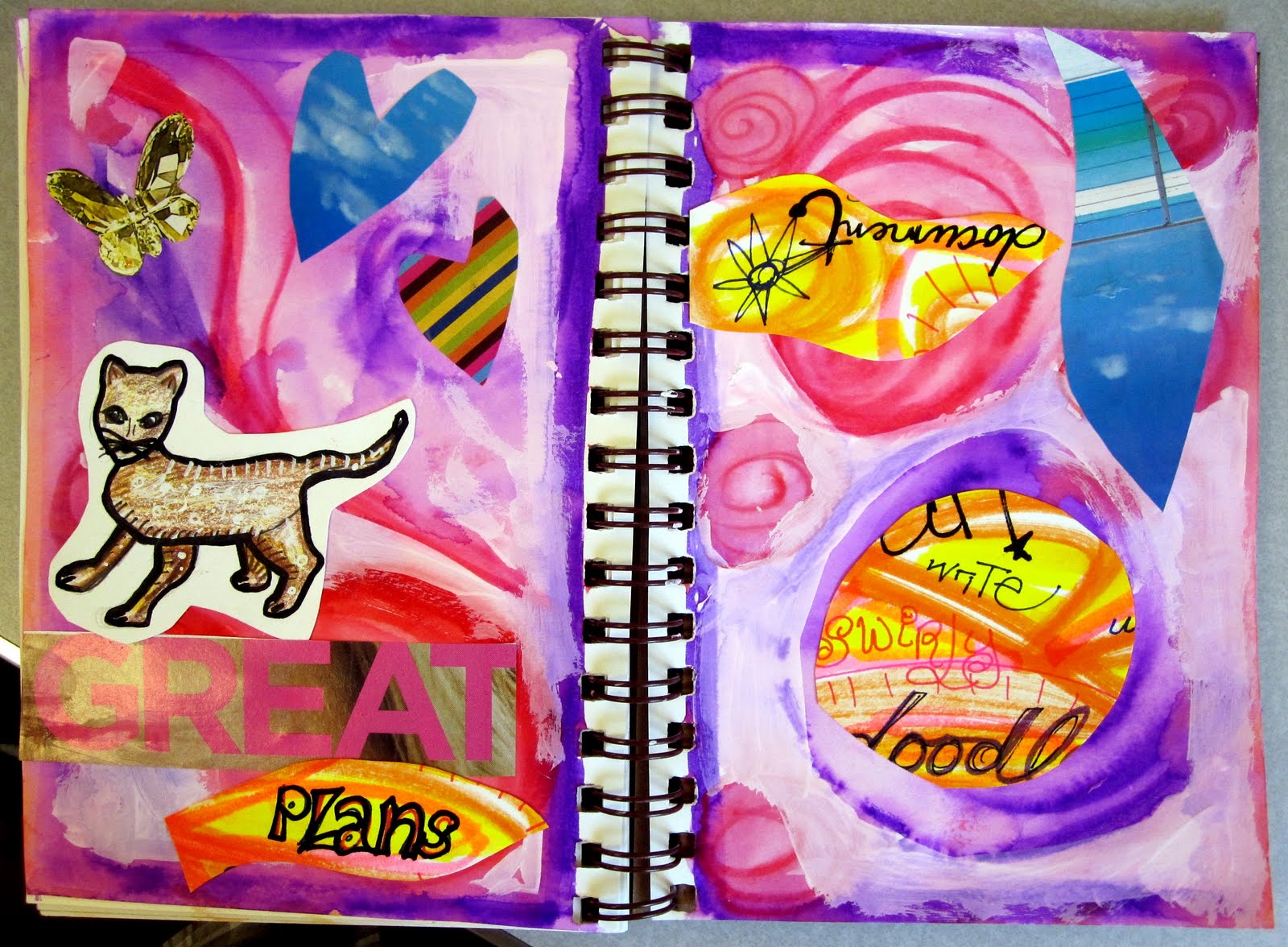 Painted Journal Page Progression - Marcia Beckett