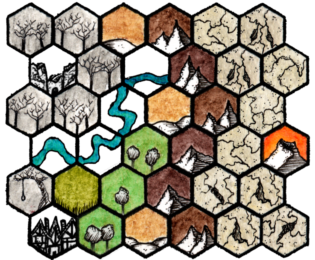 Skullsword's Tower: A quick map made with the beta version of Hex Kit