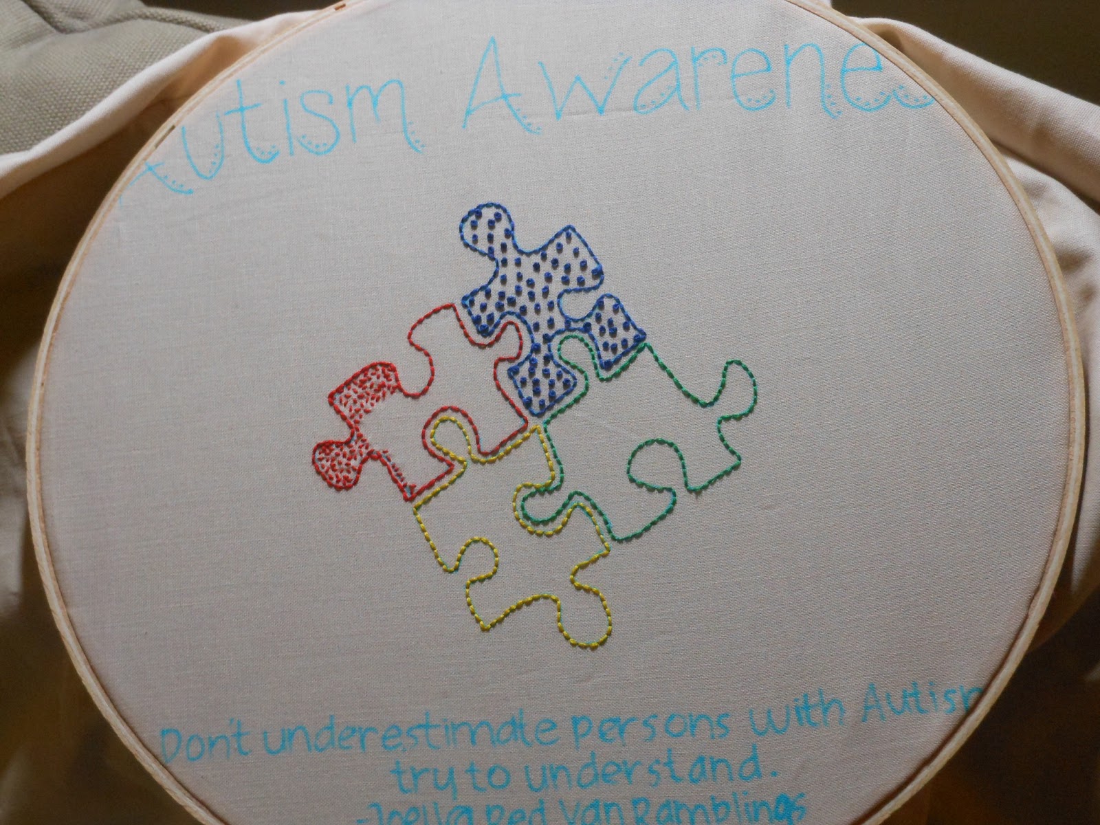The Cookie Puzzle: Autism Awareness Embroidery by Teri from I Play with ...