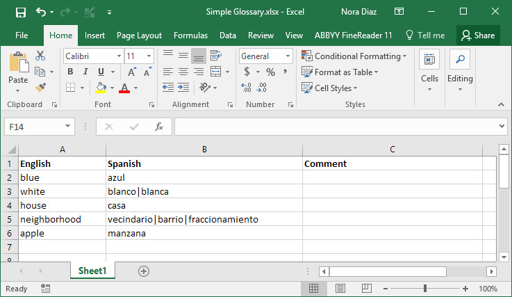 Glossary Template Excel