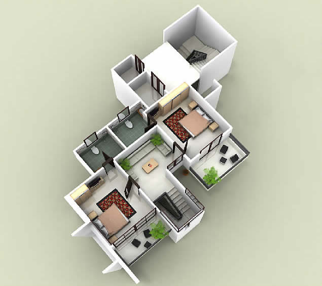 3d Duplex Building - Design Idea