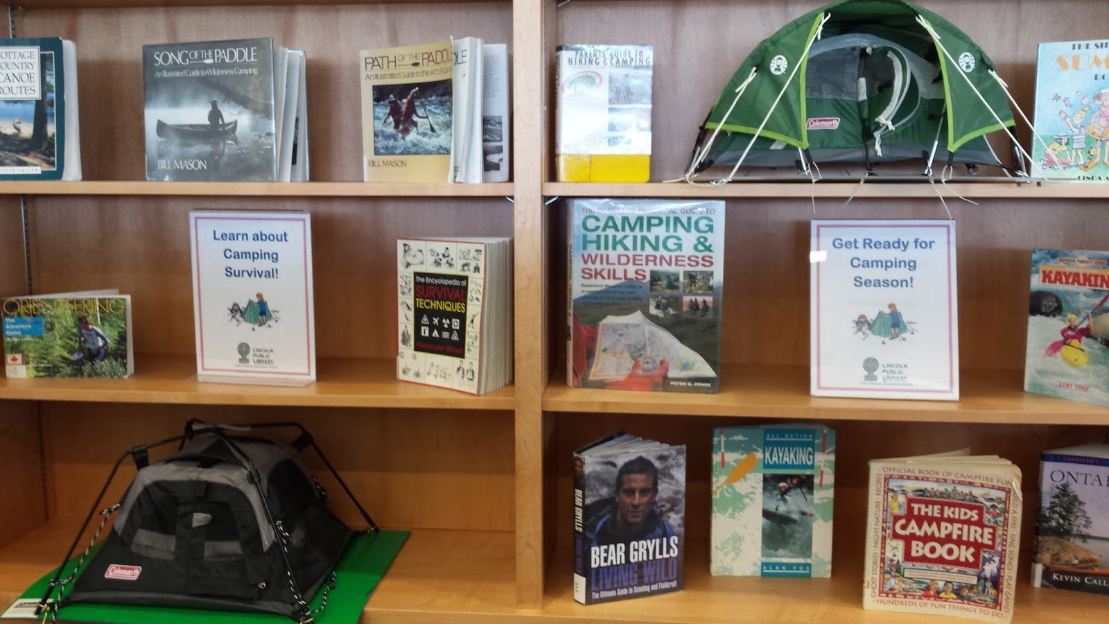 Lincoln Public Library News: Camping Display at the Fleming Library