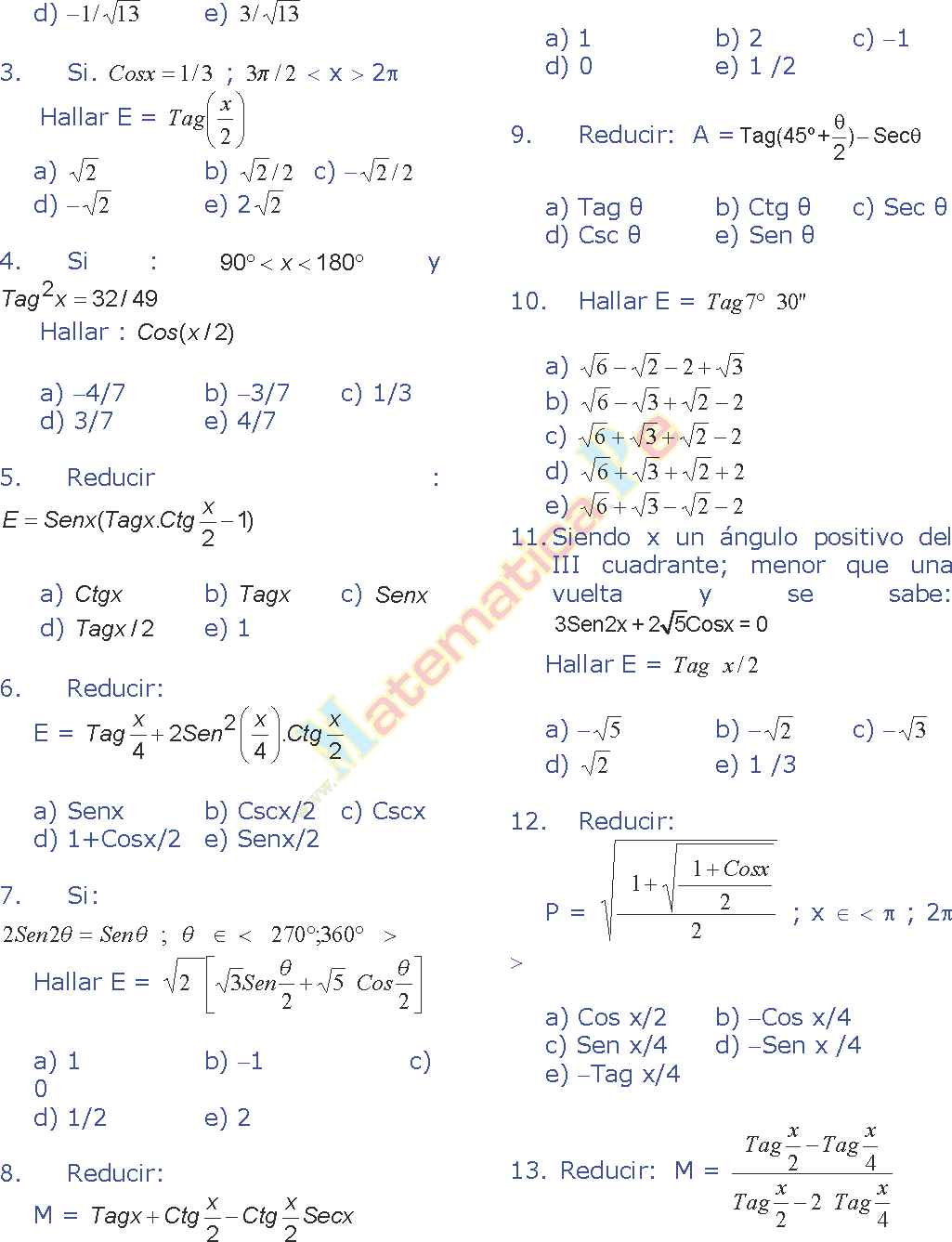 RAZONES TRIGONOMÉTRICAS DE ARCO DOBLE EJERCICIOS RESUELTOS
