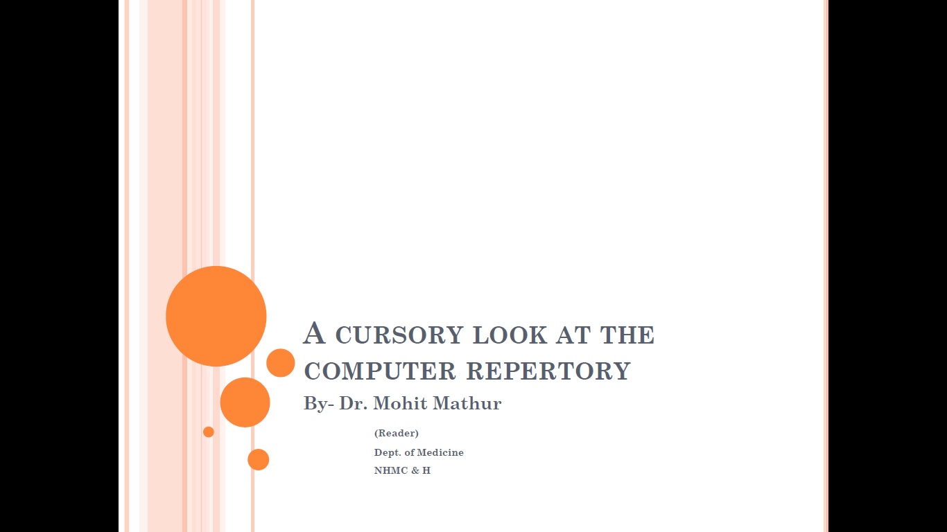 A CURSORY LOOK AT THE COMPUTER REPERTORY