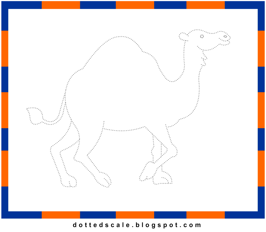 Printable Dotted Drawing Pictures: Camel Dotted for kids
