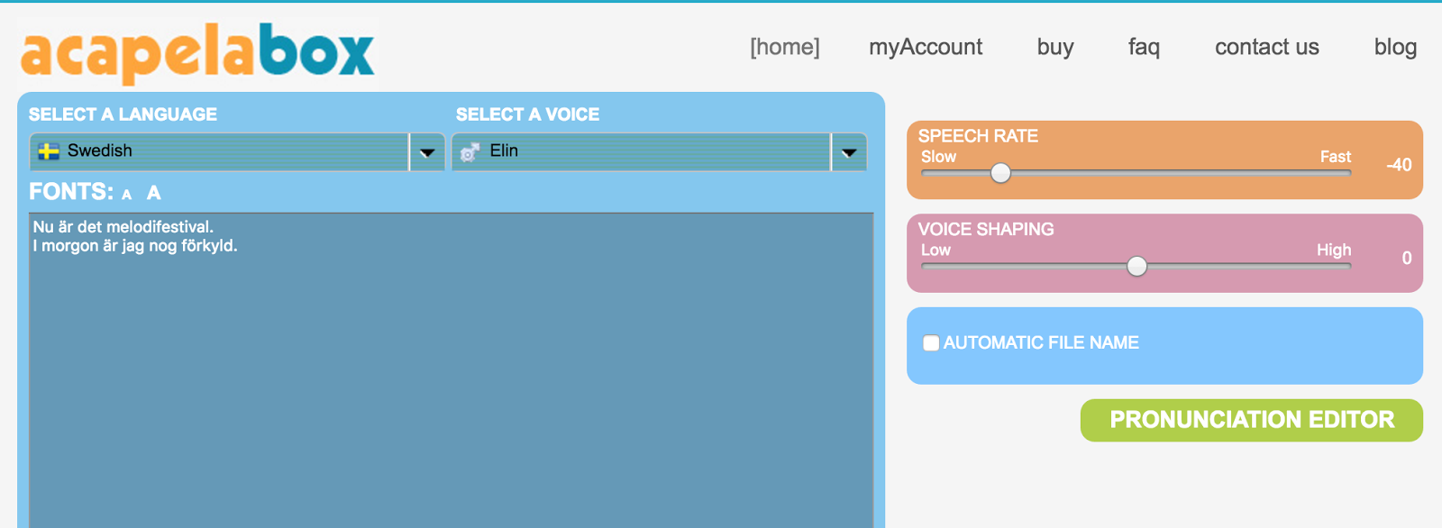 På Arthur Engbergskolan och....: Acapela box Gratis talsyntes på nätet