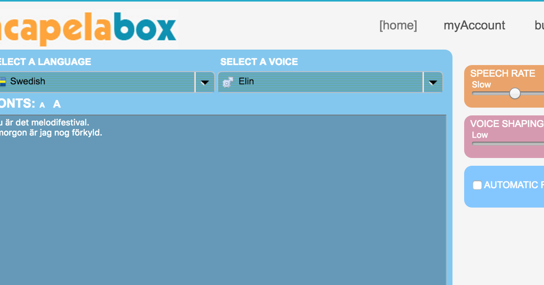 På Arthur Engbergskolan och....: Acapela box Gratis talsyntes på nätet