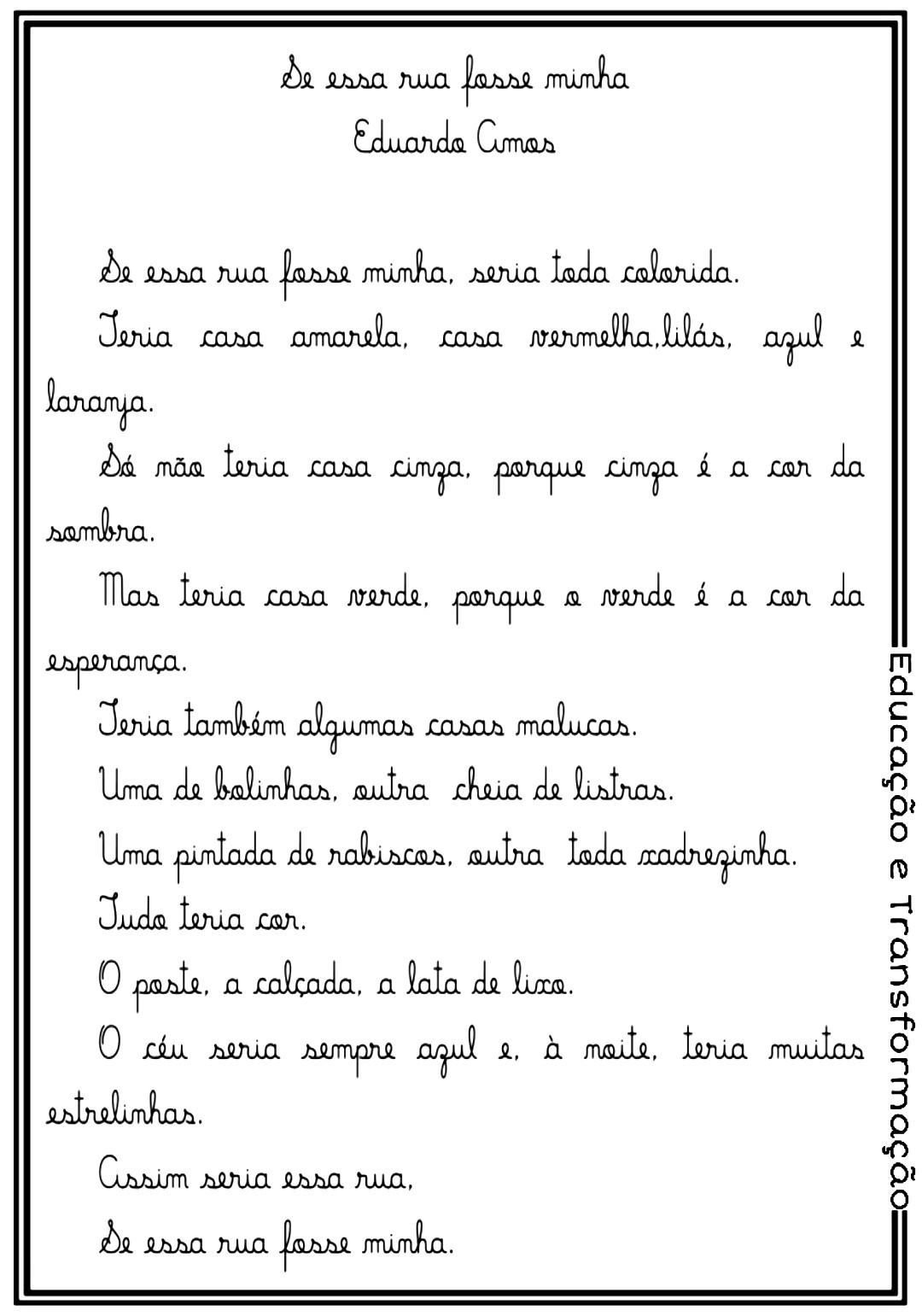 Textos Com Letra Cursiva Para Imprimir - BRAINCP