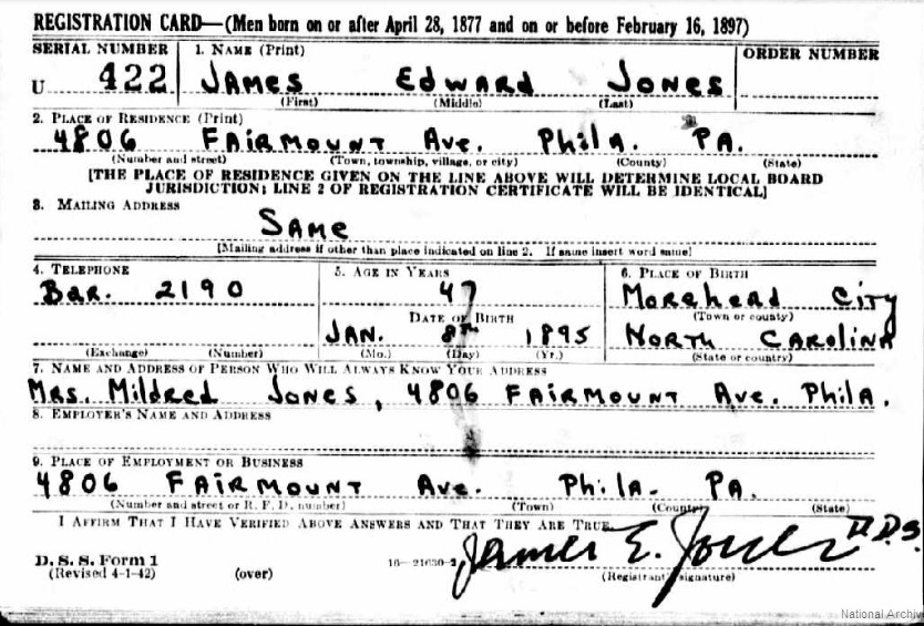 Military Monday: World War I and II Draft Registration Cards For James ...