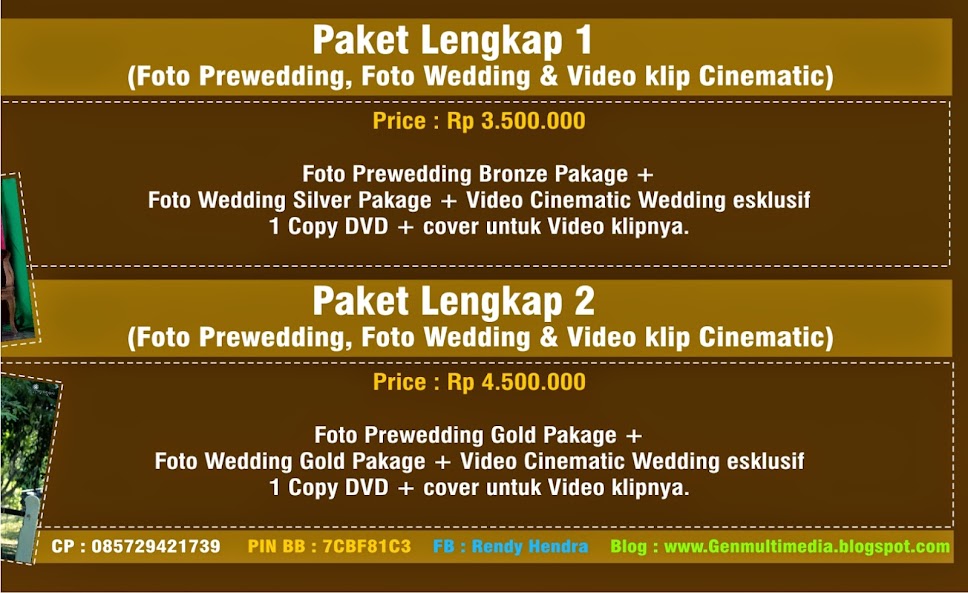PAKET - PAKET HARGA DOKUMENTASI FOTO & VIDEO ~ Jasa foto dan video ...
