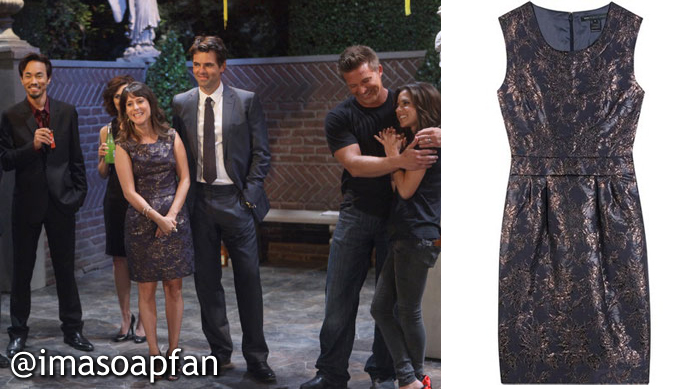 Robin Scorpio-Drake's Blue and Bronze Floral Brocade Dress - General ...